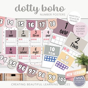 DOTTY BOHO Number Posters, Tens Frames Number Posters, Numicon Display ...