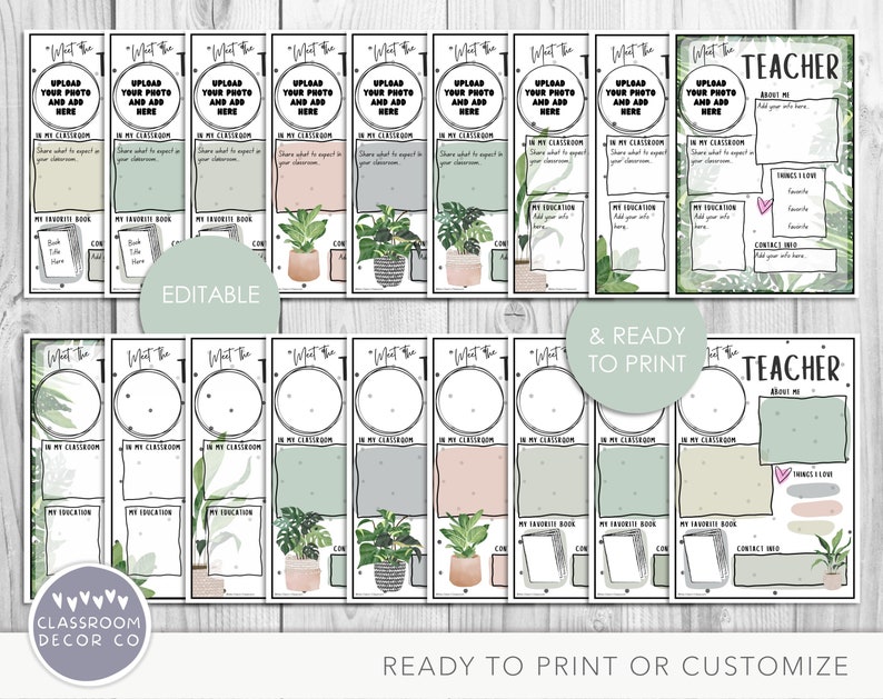 PLANTS & FOLIAGE Meet the Teacher, Customizable Teacher Fact File ...