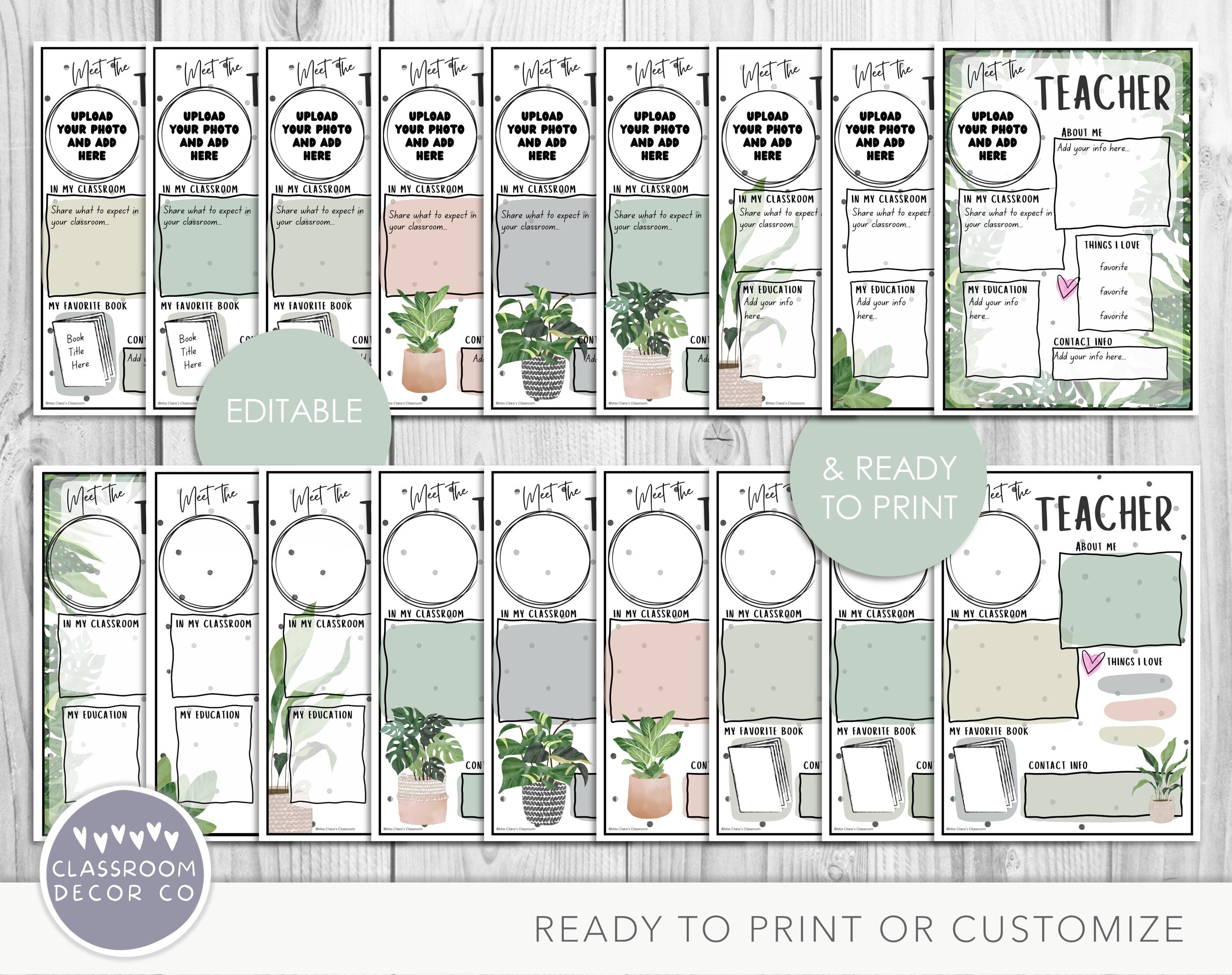 PLANTS & FOLIAGE Meet the Teacher, Customizable Teacher Fact File ...