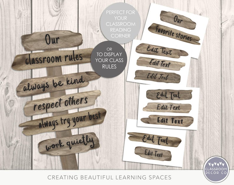 ENCHANTED FOREST Driftwood Sign | Classroom Book Corner Display ...