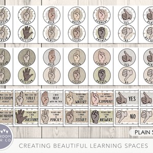 BOHO FARMHOUSE Hand Signal Posters, Editable Classroom Communication ...
