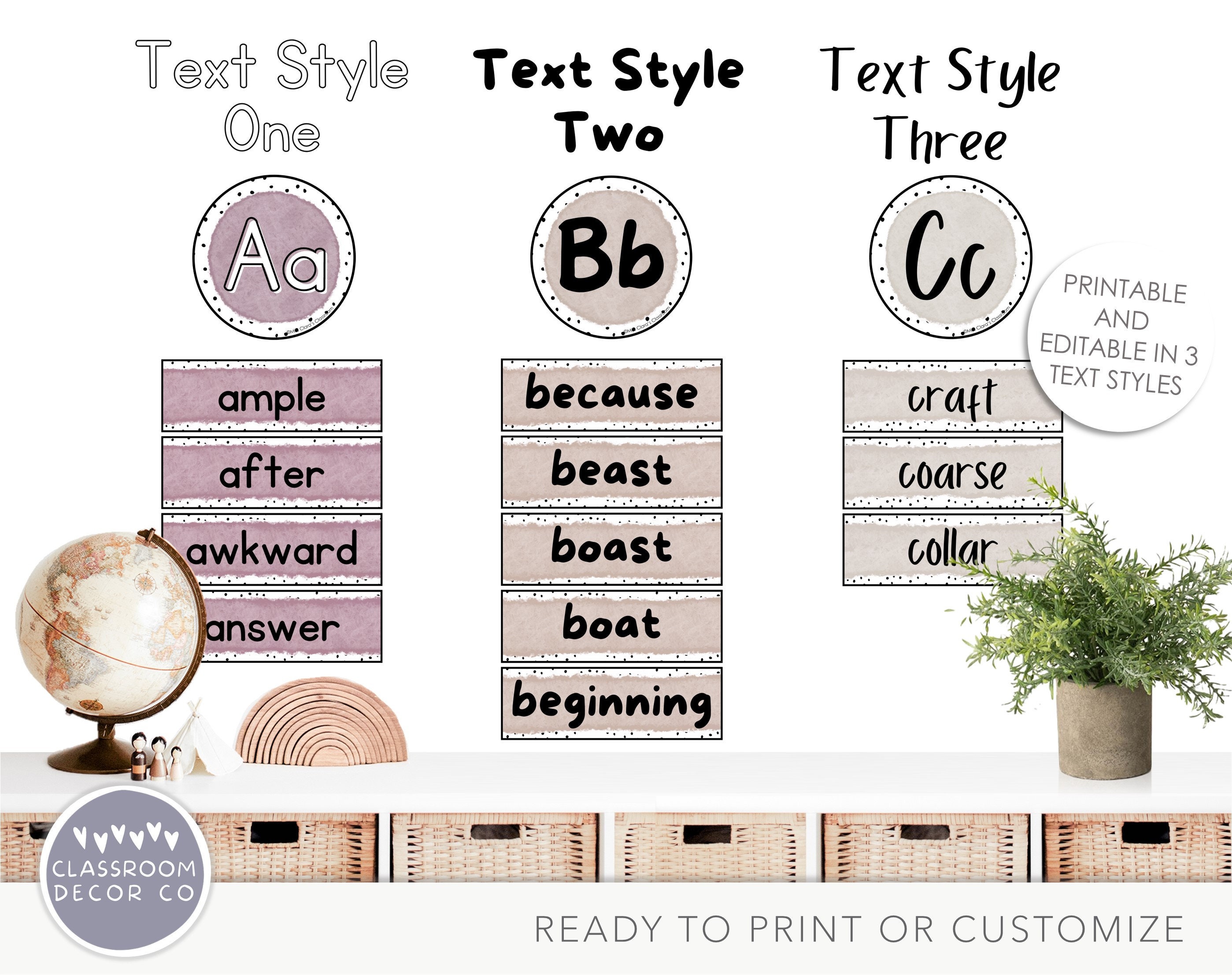 DOTTY BOHO Word Wall Editable Vocabulary Wall Neutral - Etsy