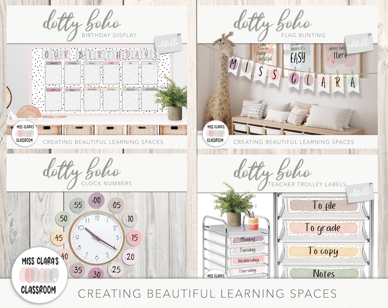 DOTTY BOHO Complete Classroom Display Label Bundle Neutral - Etsy