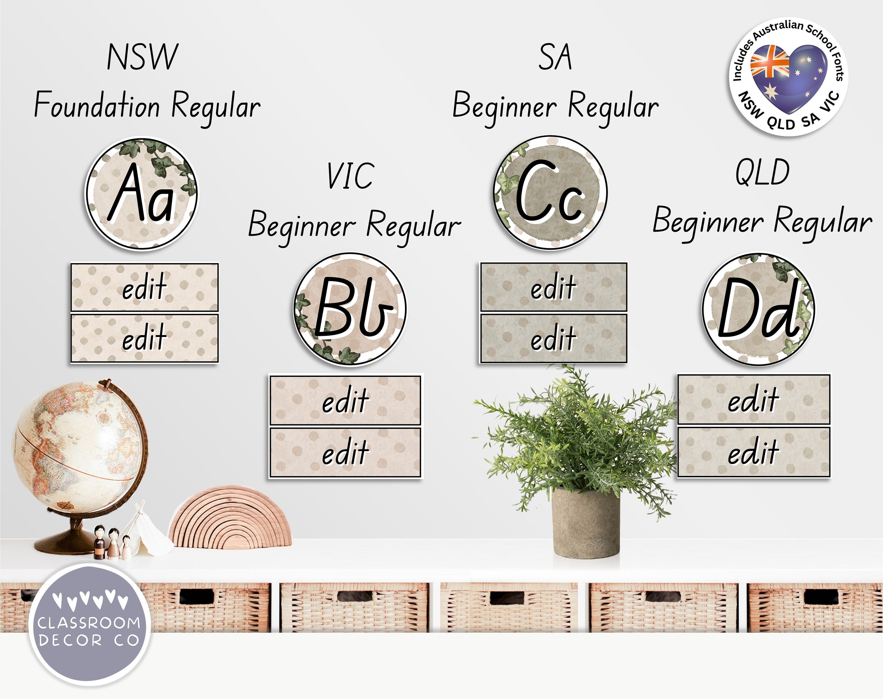 BOHO FARMHOUSE Word Wall, Editable Vocabulary Display, Editable ...