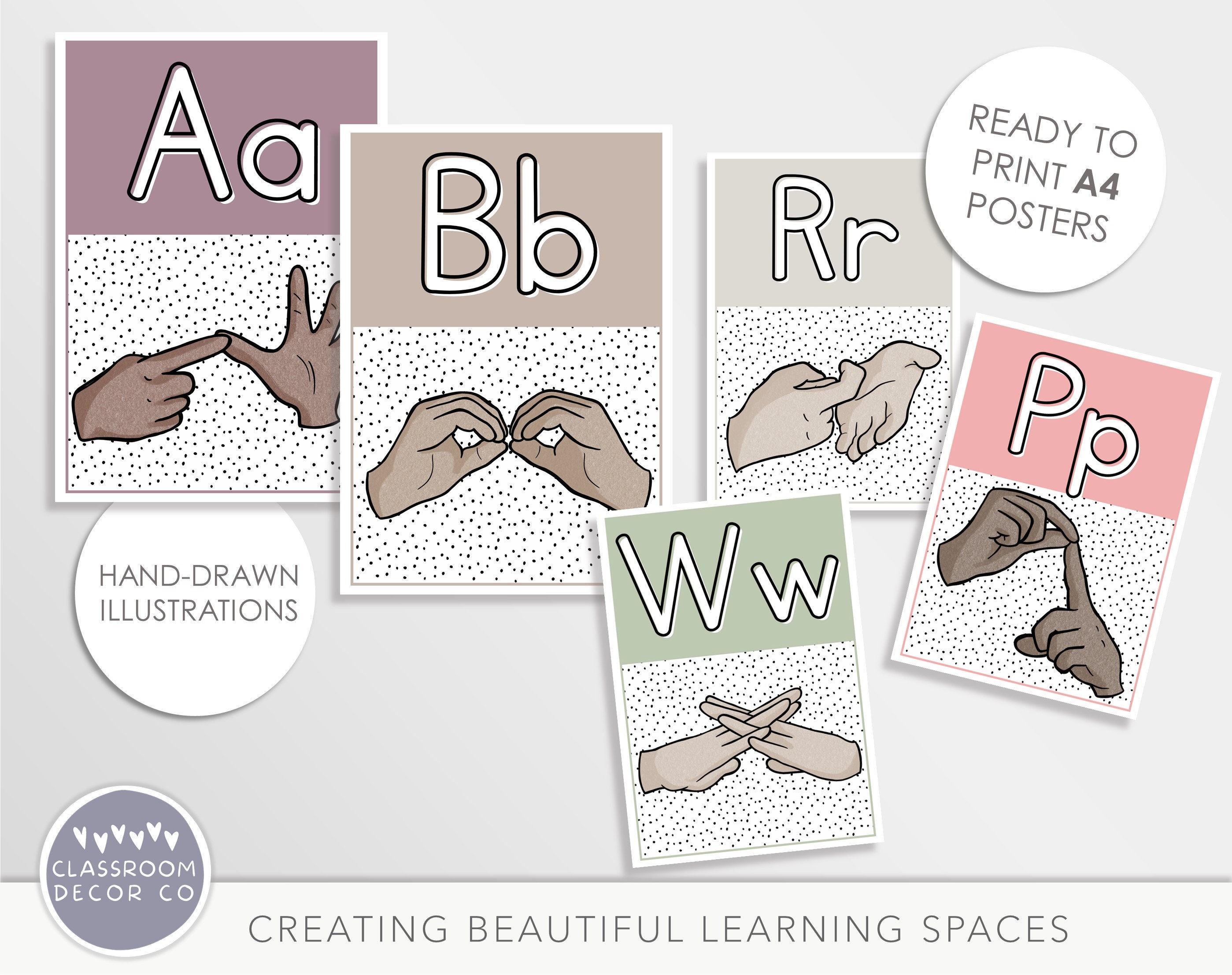 DOTTY BOHO Auslan Sign Language Posters AUSLAN Display - Etsy