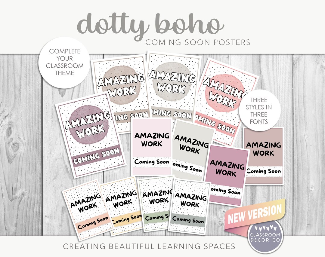 DOTTY BOHO Coming Soon Posters, Modern Spotty Classroom Display Decor ...