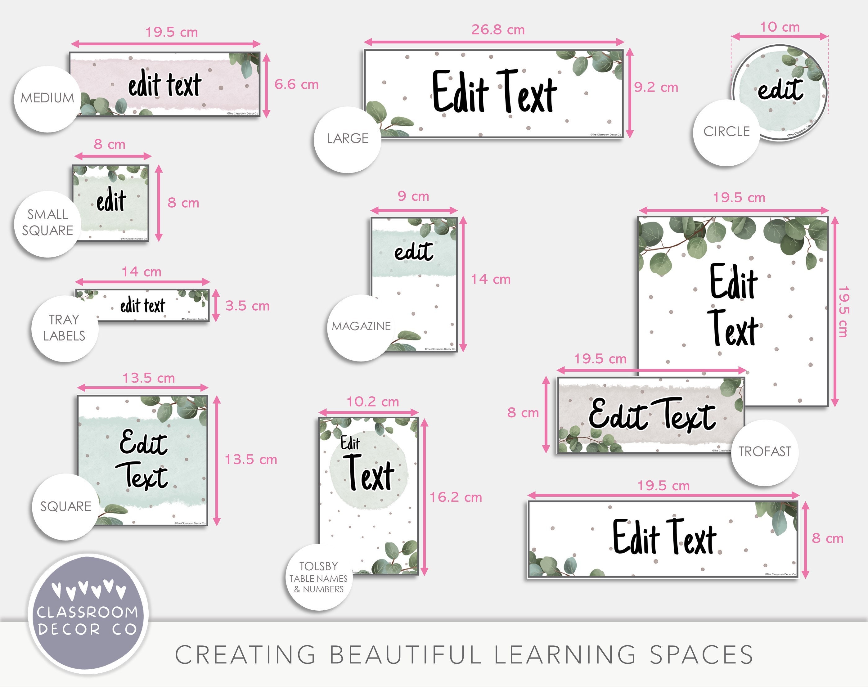 EUCALYPTUS Storage Label Bundle, Classroom Organization Labels, Modern ...
