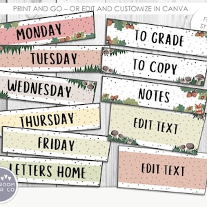 ENCHANTED FOREST Teacher Trolley Labels, 10 Drawer Rolling Cart, Rustic ...