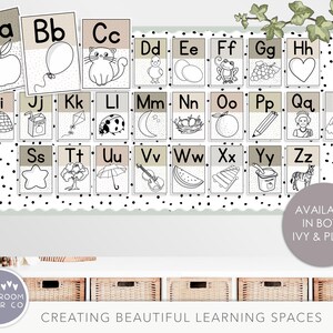 BOHO FARMHOUSE Alphabet Posters, Classroom Letters Display, Letter ...
