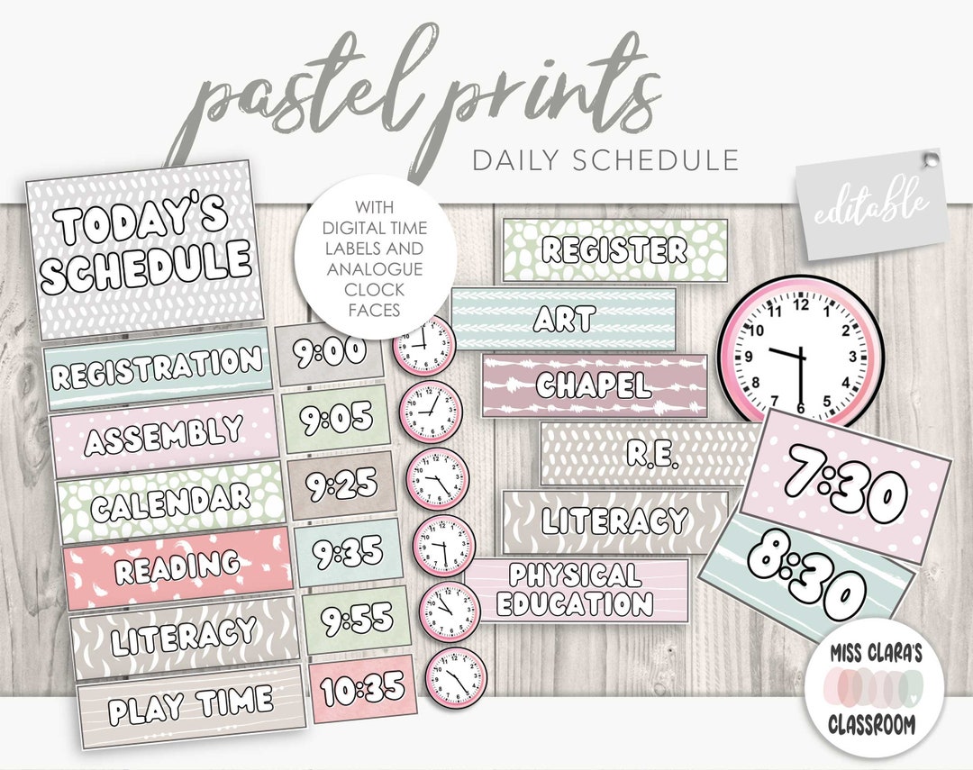PASTEL PRINTS Daily Schedule Classroom Timetable Display - Etsy