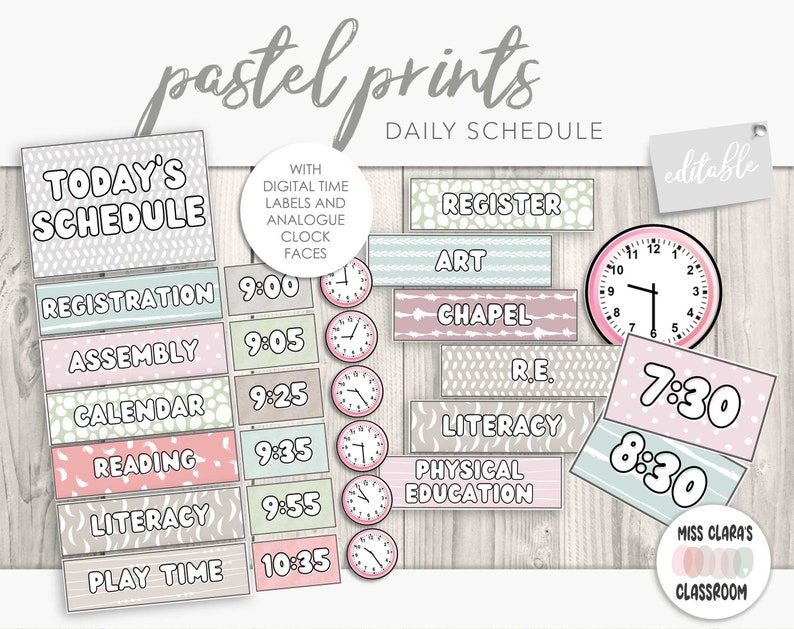 PASTEL PRINTS Daily Schedule Classroom Timetable Display - Etsy