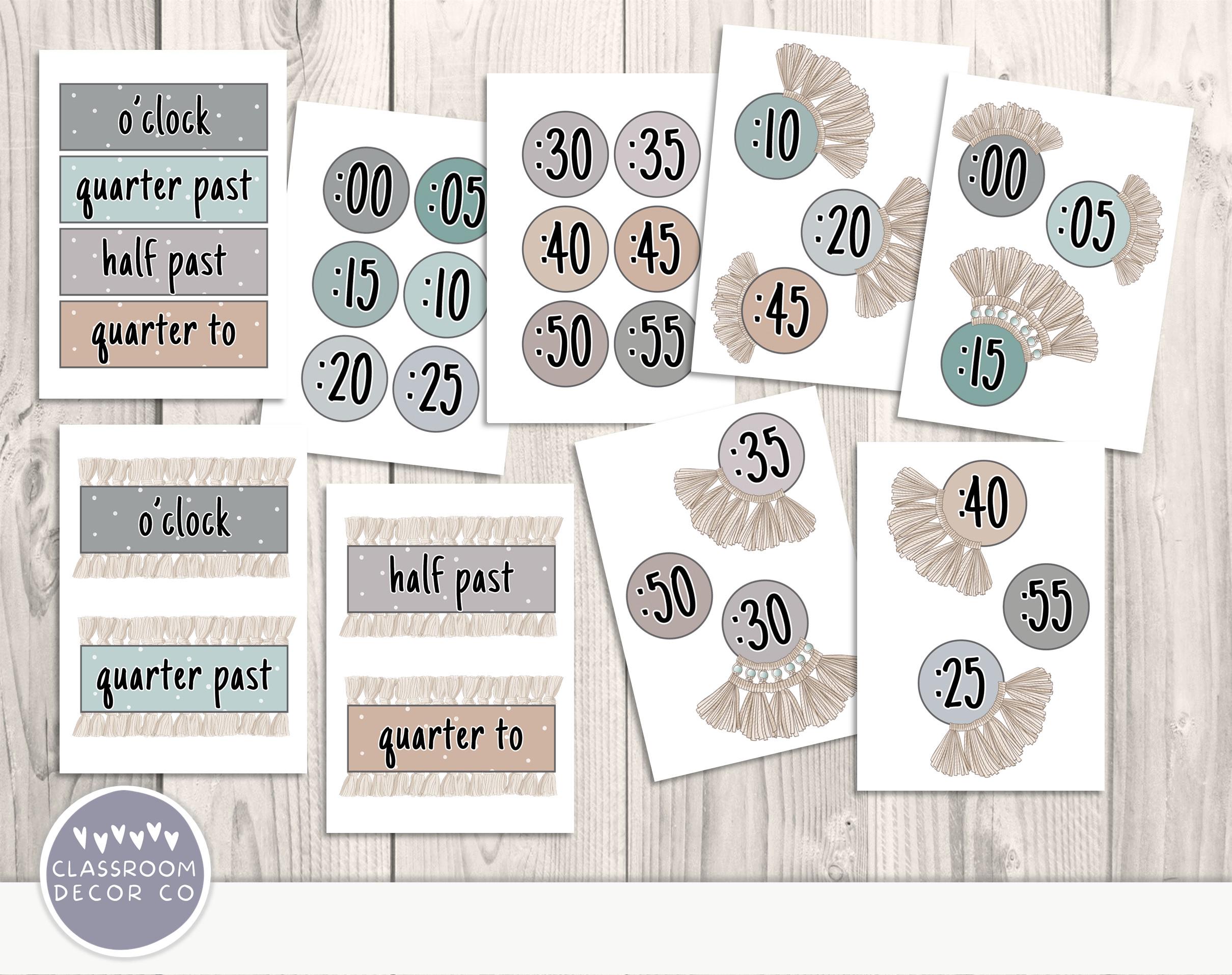BEACHY BOHO Clock Numbers, Clock Printables, Classroom Printables ...