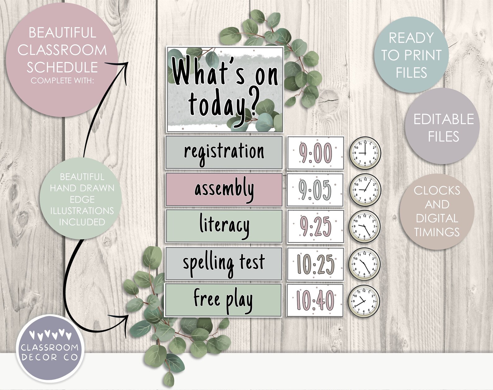 EUCALYPTUS Daily Schedule, Classroom Timetable Display Organizer ...