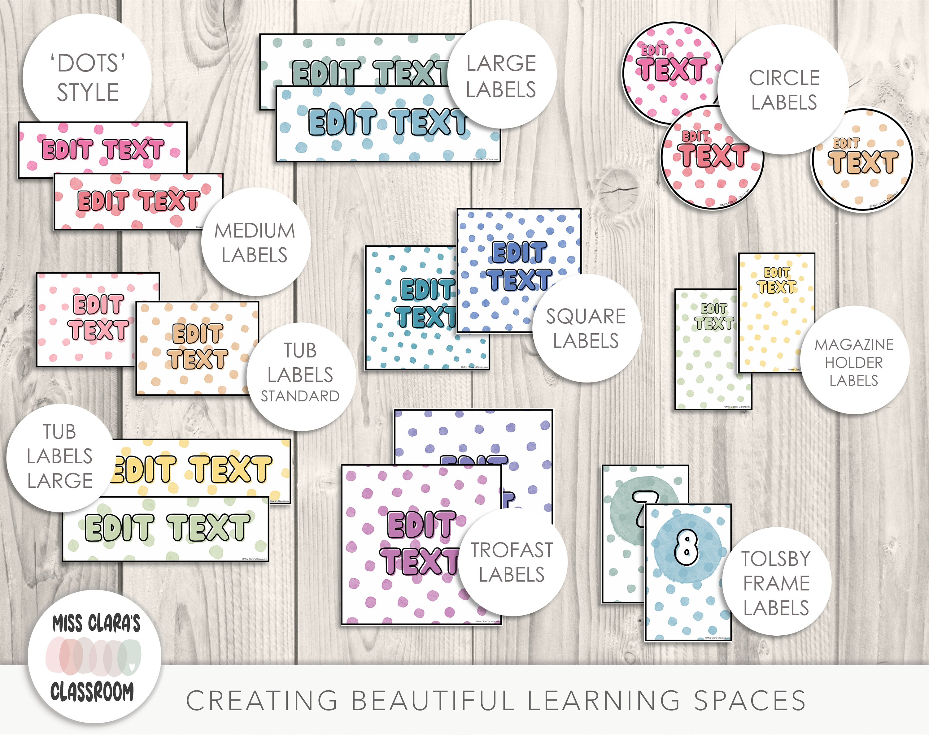 POLKA DOTS BRIGHTS Storage Label Bundle Classroom - Etsy