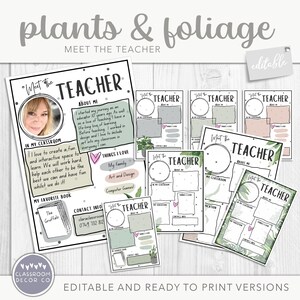 PLANTS & FOLIAGE Meet the Teacher, Customizable Teacher Fact File ...