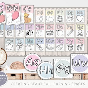 PASTEL CUTIE Alphabet Posters, Classroom Letters Display, Letter ...