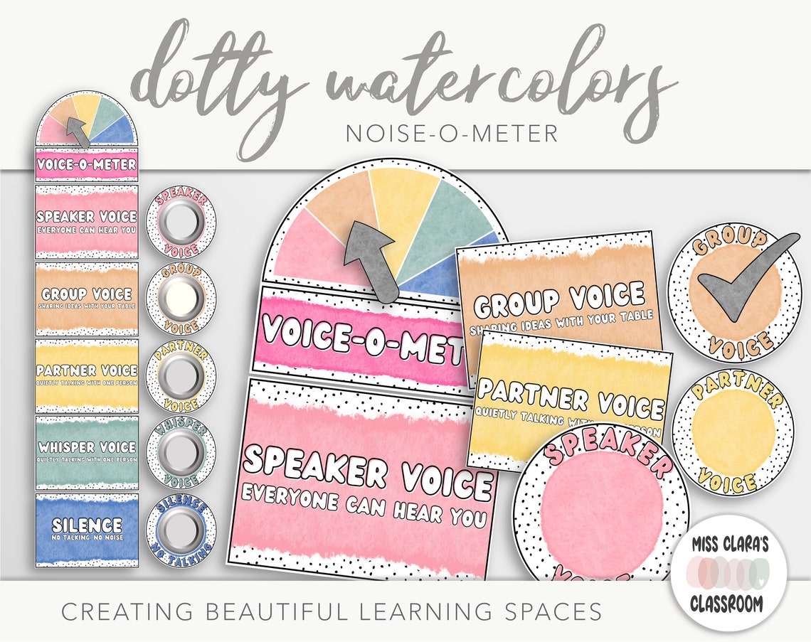 DOTTY WATERCOLOR Noise-o-meter Voice Levels Display Noise - Etsy