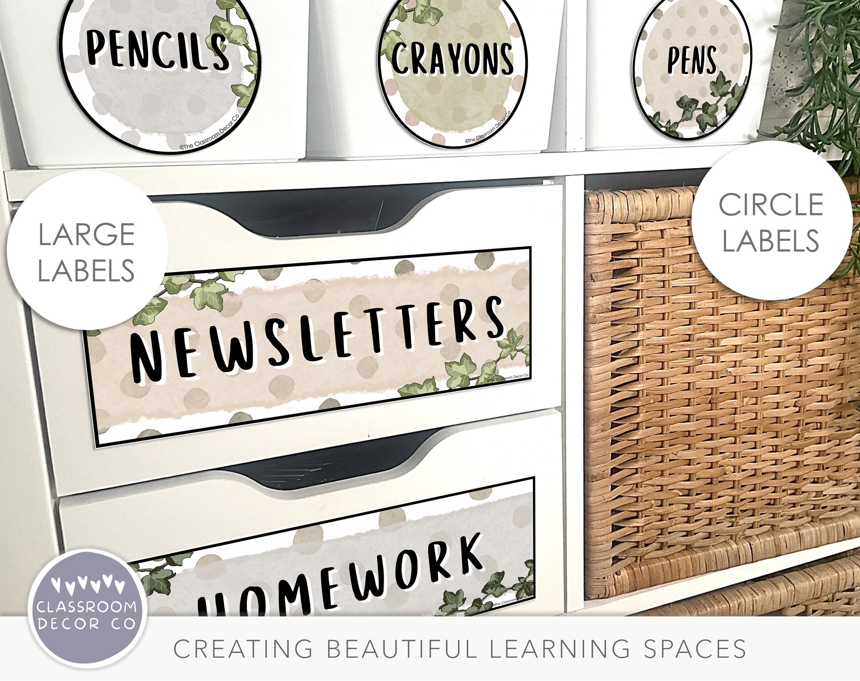 BOHO FARMHOUSE Storage Label Bundle, Classroom Organization Labels ...