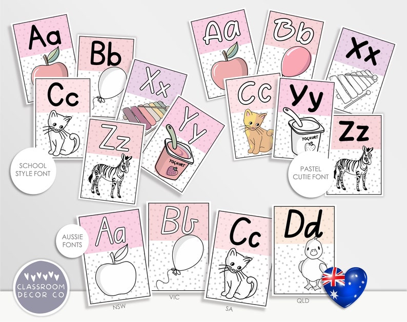 PASTEL CUTIE Alphabet Posters, Classroom Letters Display, Letter ...