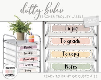 Boho Rolling Cart Labels - Etsy
