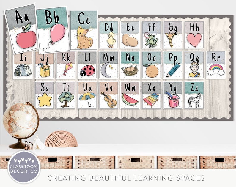 BEACHY BOHO Alphabet Posters Classroom Letters Display - Etsy