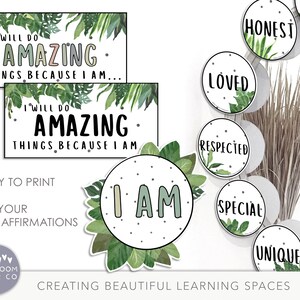 PLANTS & FOLIAGE Affirmation Display, Self Esteem Classroom Display ...