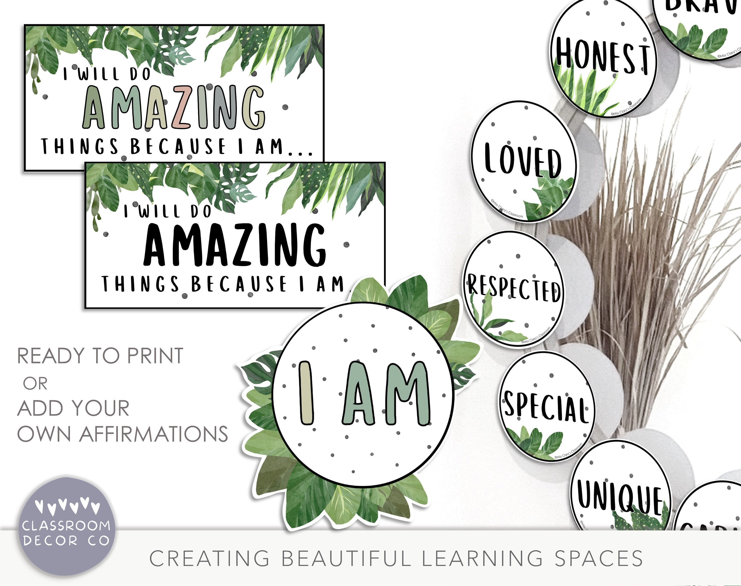PLANTS & FOLIAGE Affirmation Display, Self Esteem Classroom Display ...