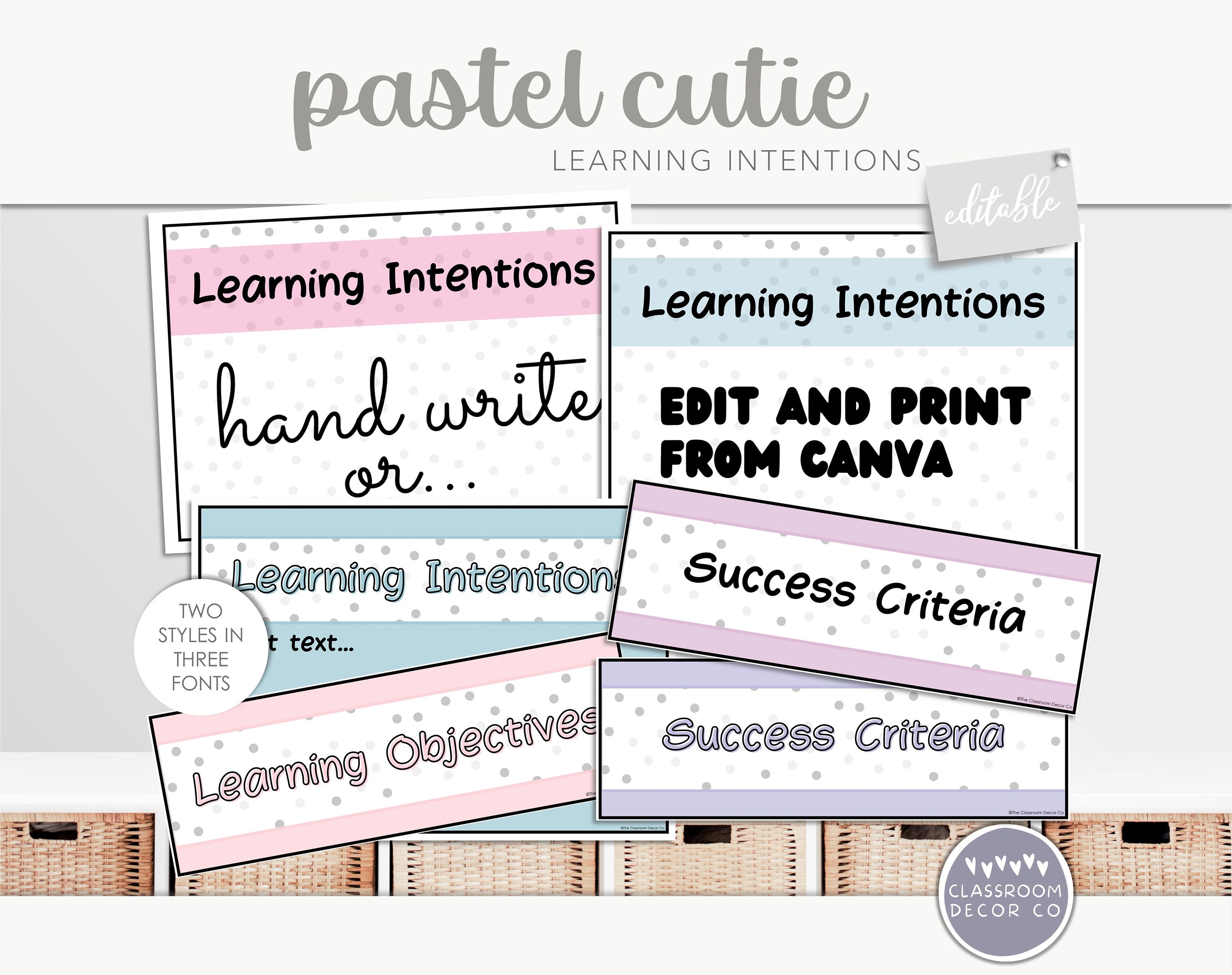 PASTEL CUTIE Learning Intentions, Learning Objective Poster, Success ...