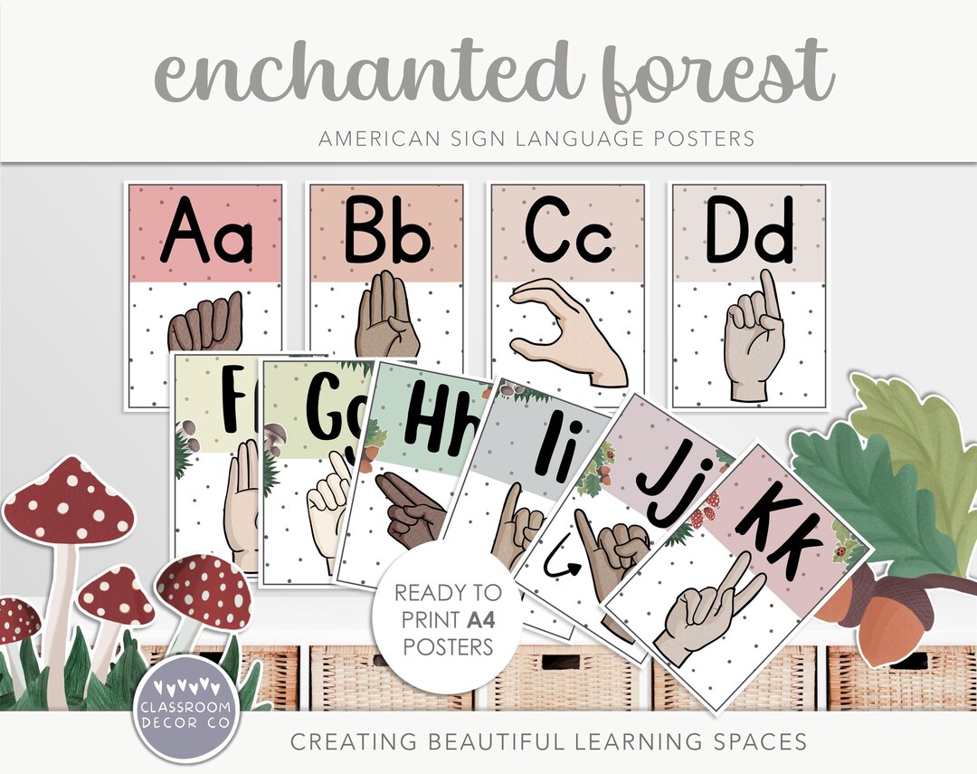 ENCHANTED FOREST American Sign Language Posters, ASL Display, Inclusive ...