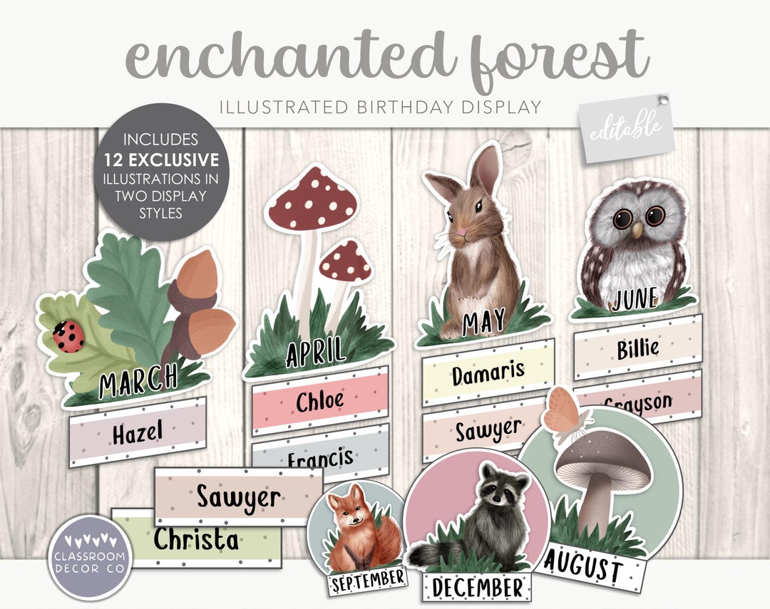 ENCHANTED FOREST Birthday Display, Celebration Classroom Display ...