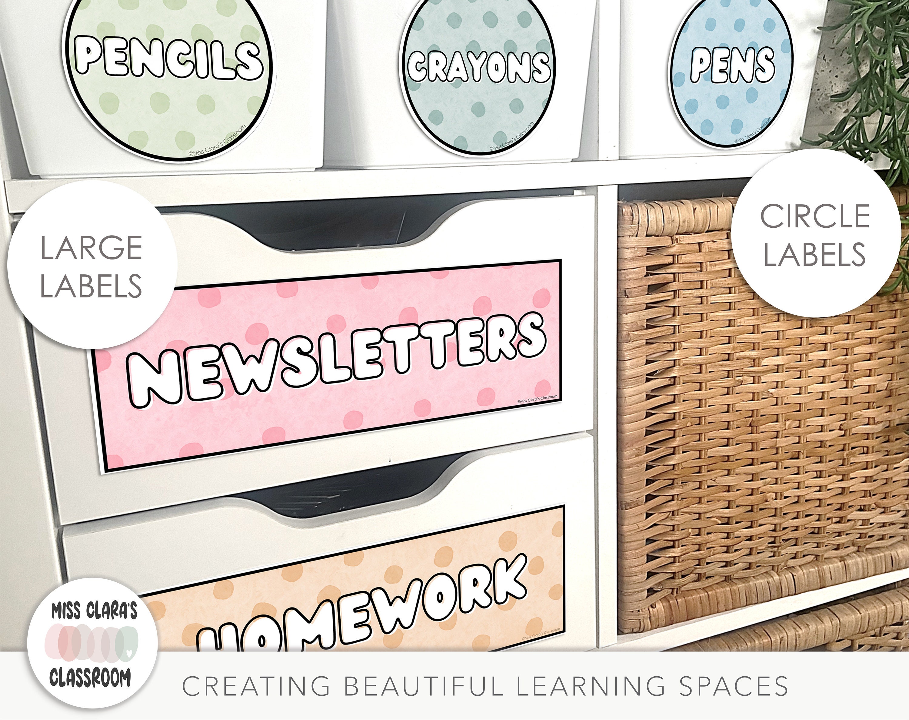 POLKA DOTS BRIGHTS Storage Label Bundle Classroom - Etsy