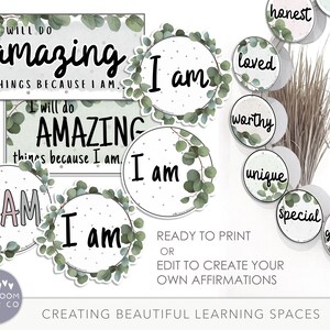 EUCALYPTUS Affirmation Display, Self Esteem Classroom Display ...