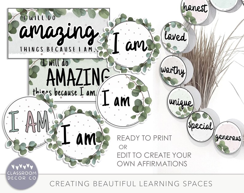 EUCALYPTUS Affirmation Display, Self Esteem Classroom Display ...