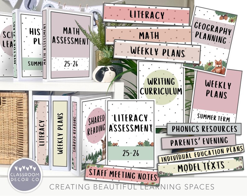 ENCHANTED FOREST Binder Covers and Spines, Classroom Organization ...