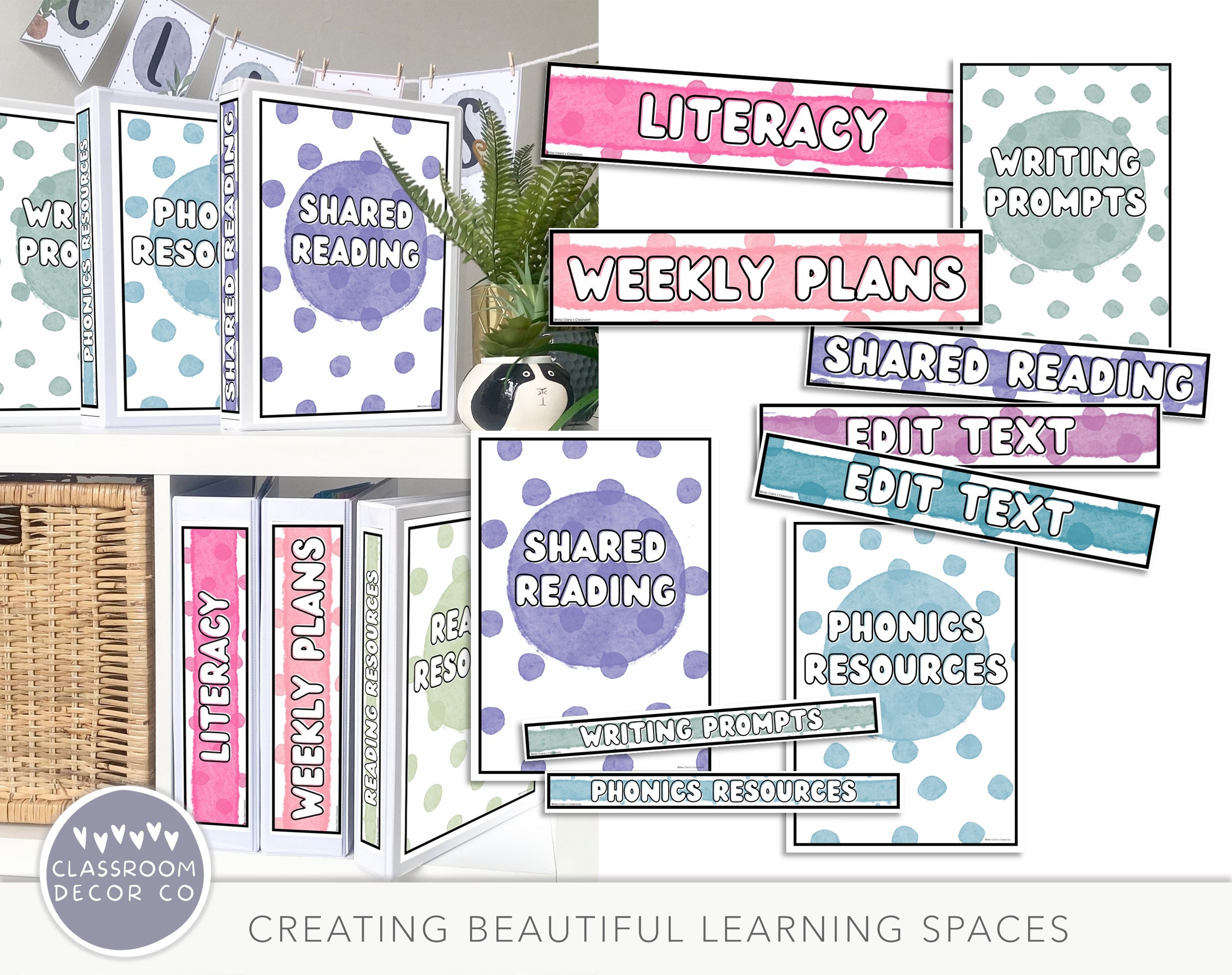 POLKA DOTS BRIGHTS Binder Covers and Spines Classroom - Etsy