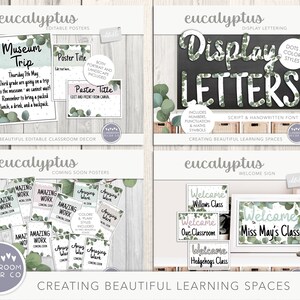 EUCALYPTUS Complete Classroom Display Bundle, Customizable Display ...