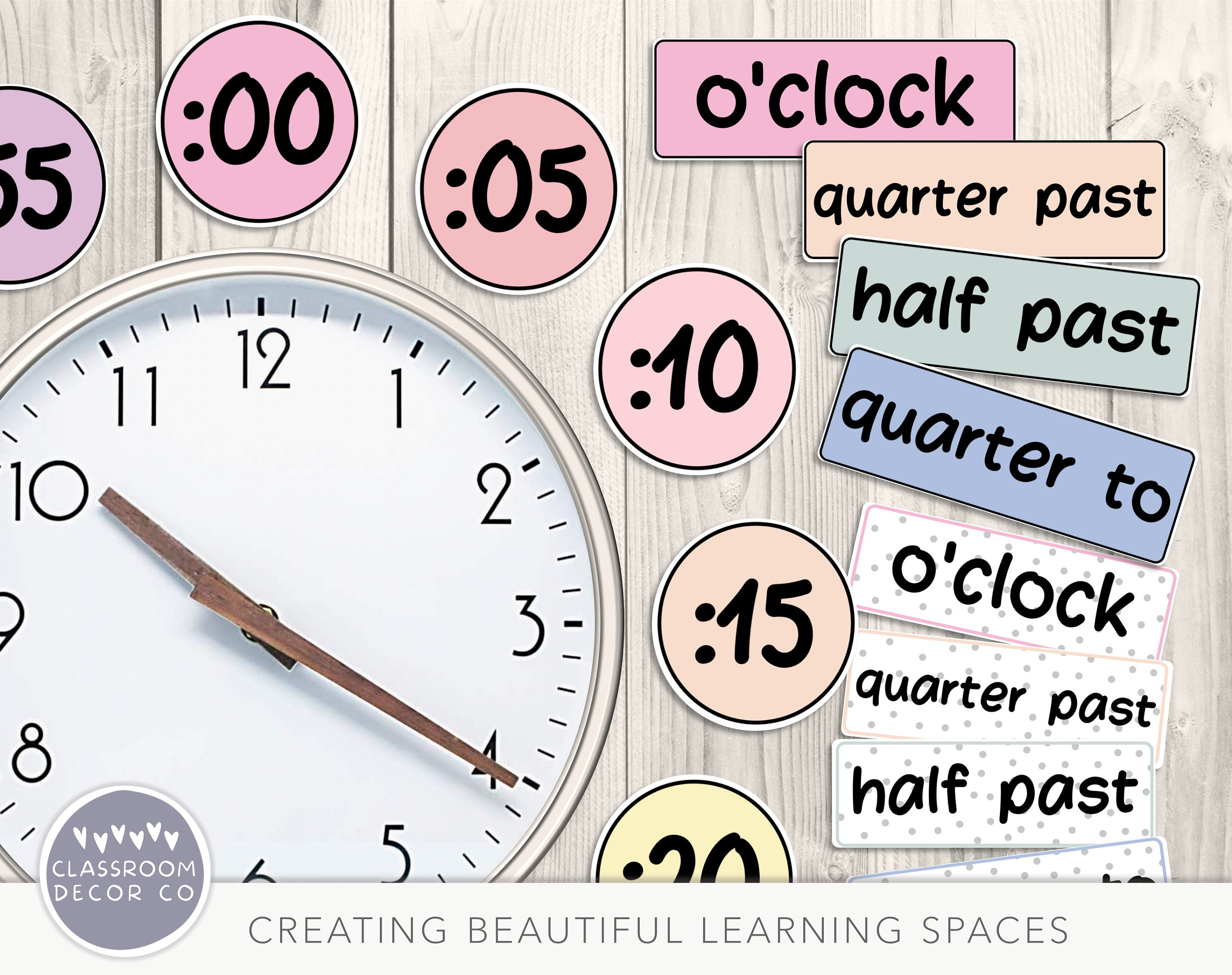 PASTEL CUTIE Clock Numbers, Clock Printables, Telling the Time ...