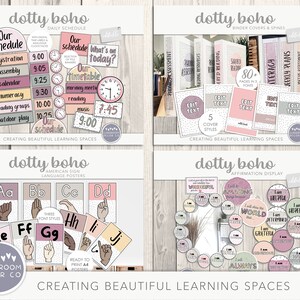 DOTTY BOHO Complete Classroom Display Label Bundle, Neutral Classroom ...