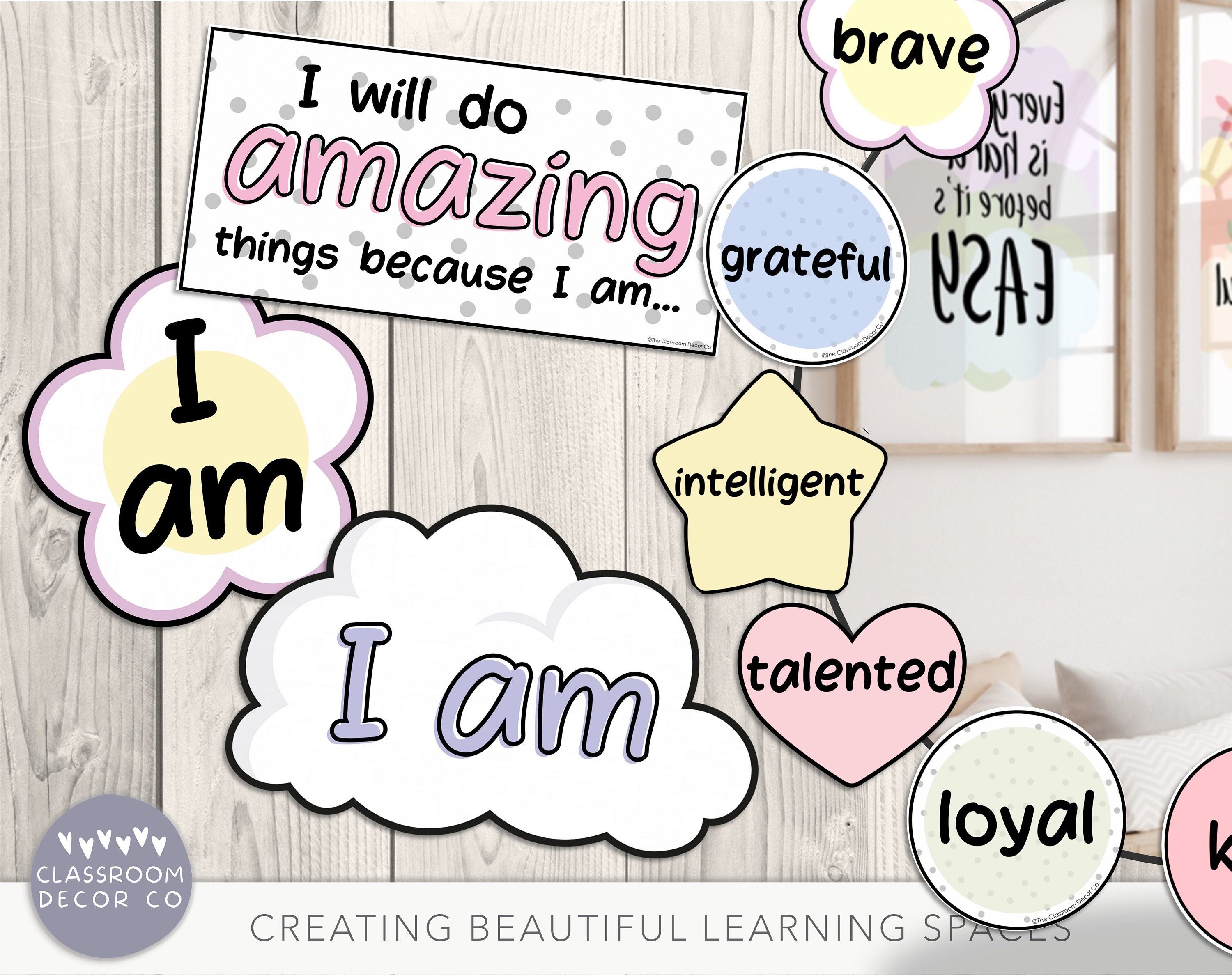PASTEL CUTIE Affirmation Display, Self Esteem Classroom Display, Muted ...