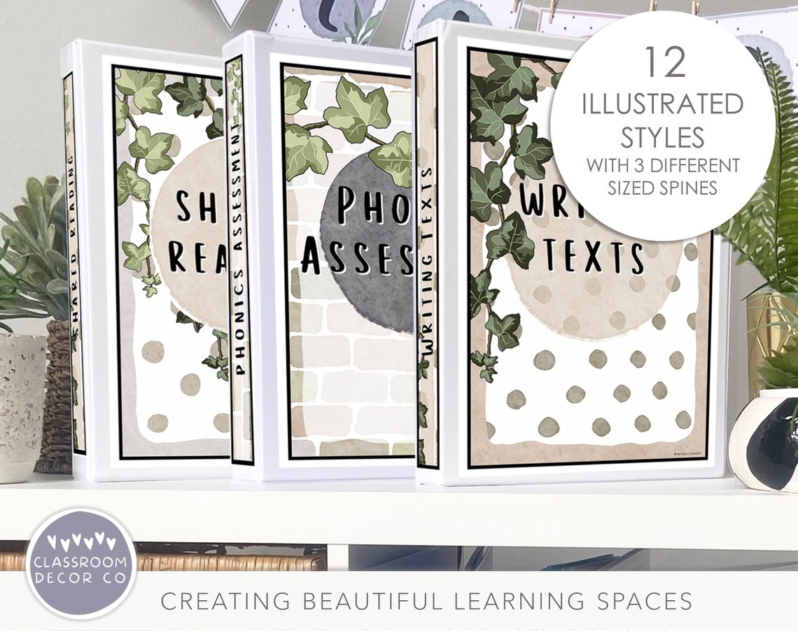 BOHO FARMHOUSE Binder Covers and Spines, Custom Classroom Organization ...