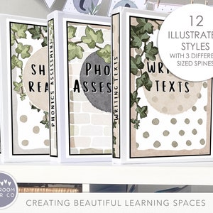 BOHO FARMHOUSE Binder Covers and Spines, Custom Classroom Organization ...
