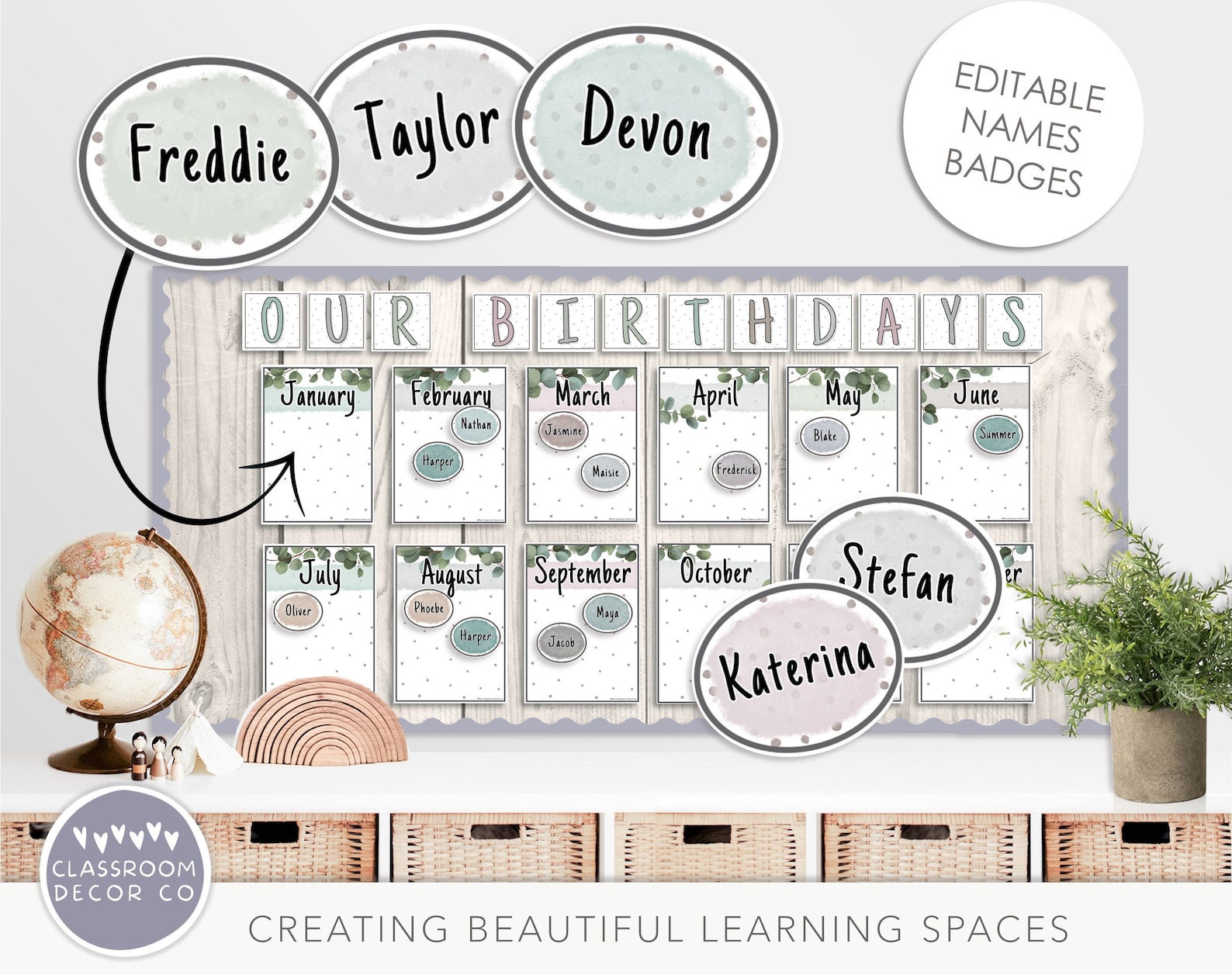 EUCALYPTUS Birthday Display, Celebration Classroom Display, Modern ...