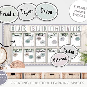 EUCALYPTUS Birthday Display, Celebration Classroom Display, Modern ...