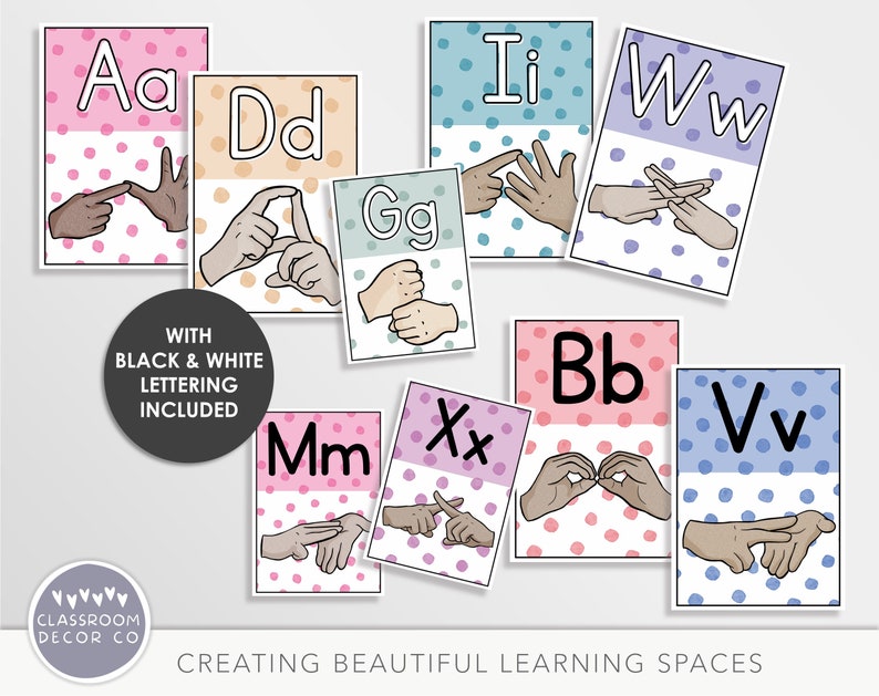 POLKA DOTS BRIGHTS Auslan Sign Language Posters, Australian Sign ...