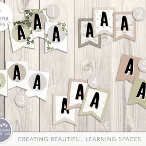 BOHO FARMHOUSE Flag Bunting, Custom Classroom Display, Classroom Header ...