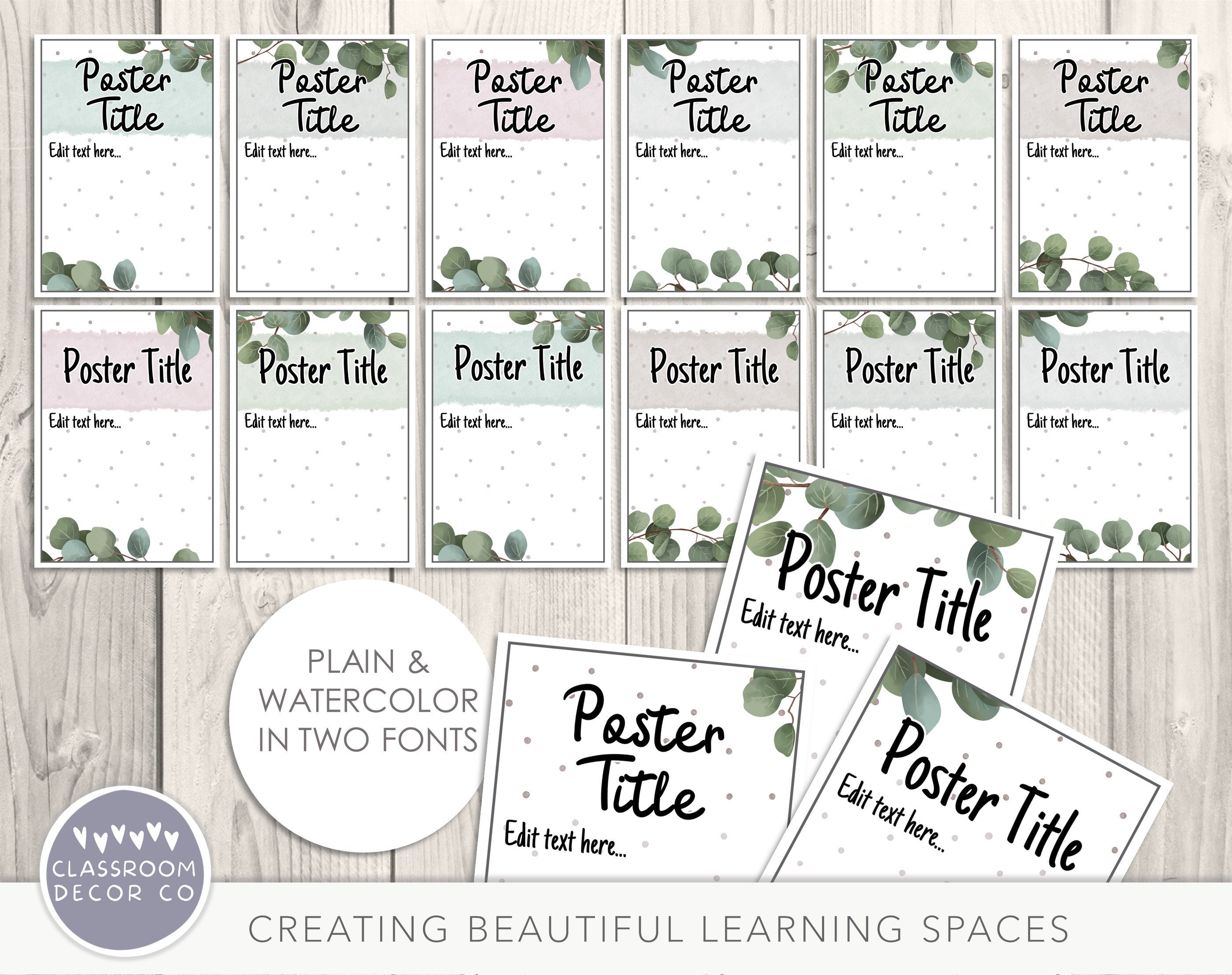 EUCALYPTUS Editable Classroom Posters Modern Boho Plants - Etsy