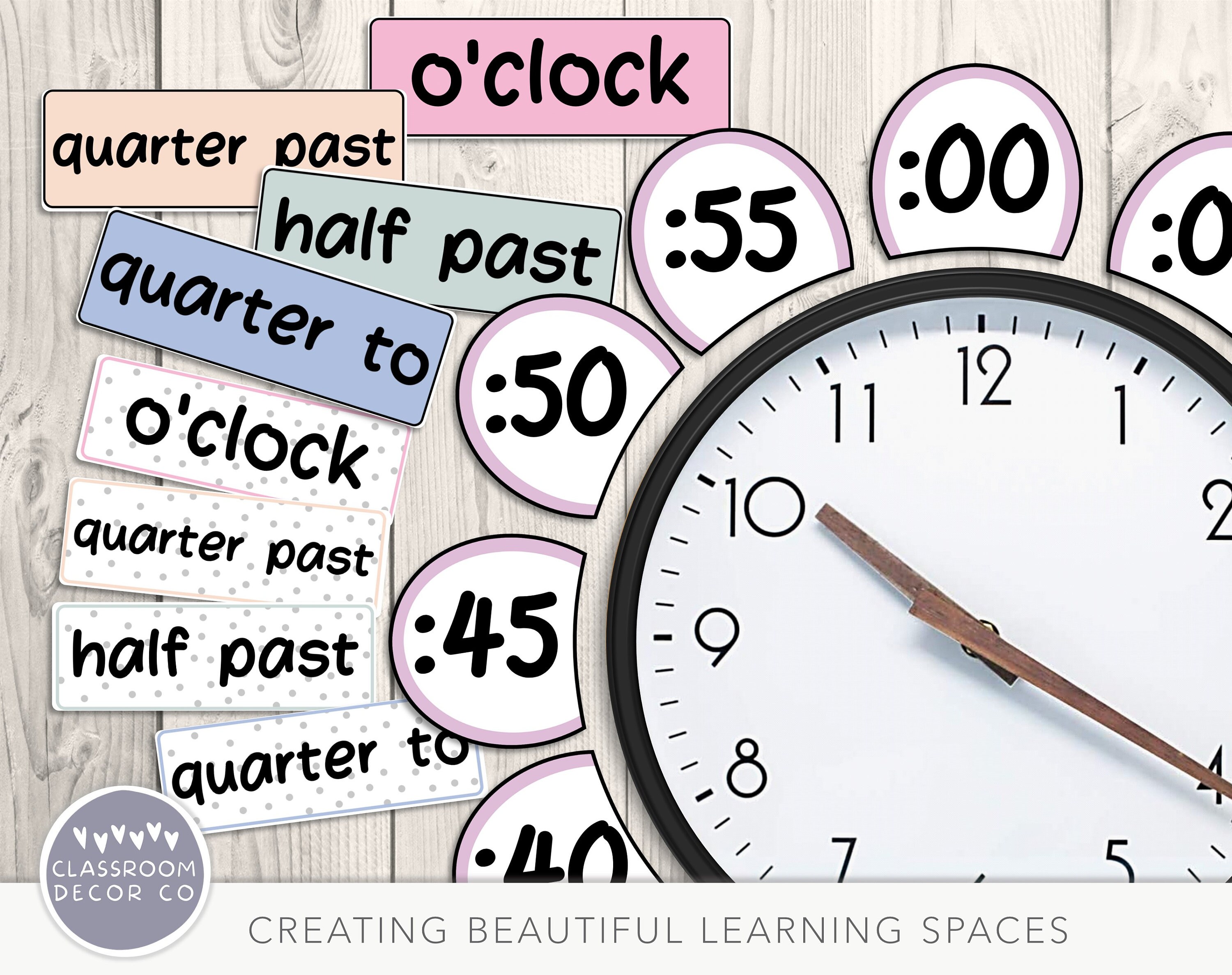PASTEL CUTIE Clock Numbers, Clock Printables, Telling the Time ...