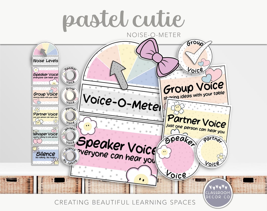 PASTEL CUTIE Noise-o-meter, Voice Noise Level Display, Muted Pastel ...