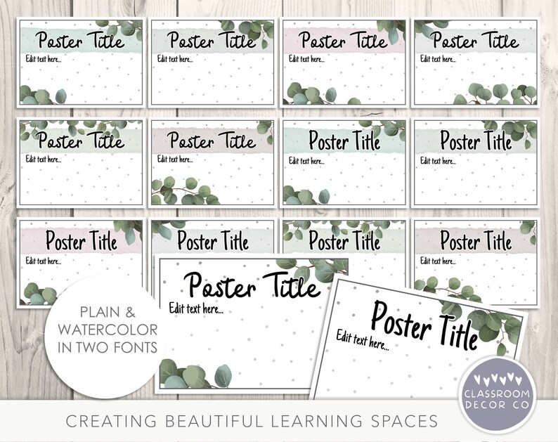 EUCALYPTUS Editable Classroom Posters, Modern Boho Plants Classroom ...