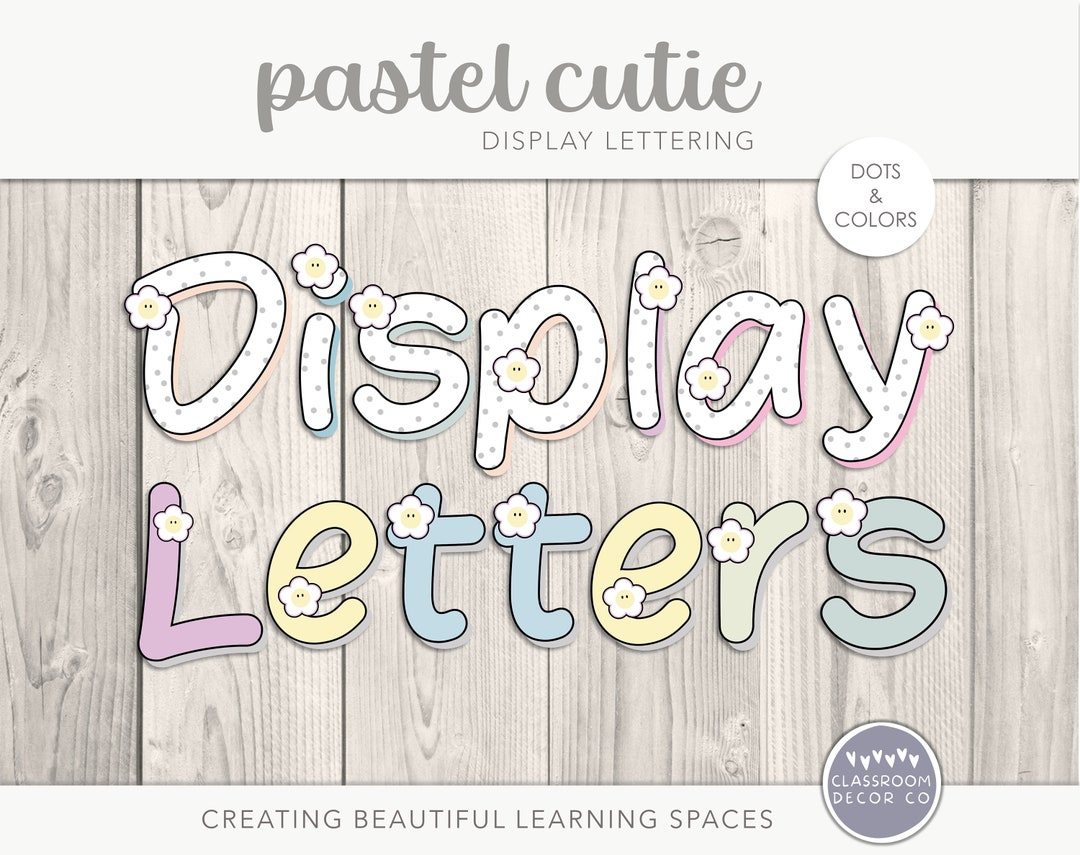 PASTEL CUTIE Display Lettering, Bulletin Board Header Display Letters ...